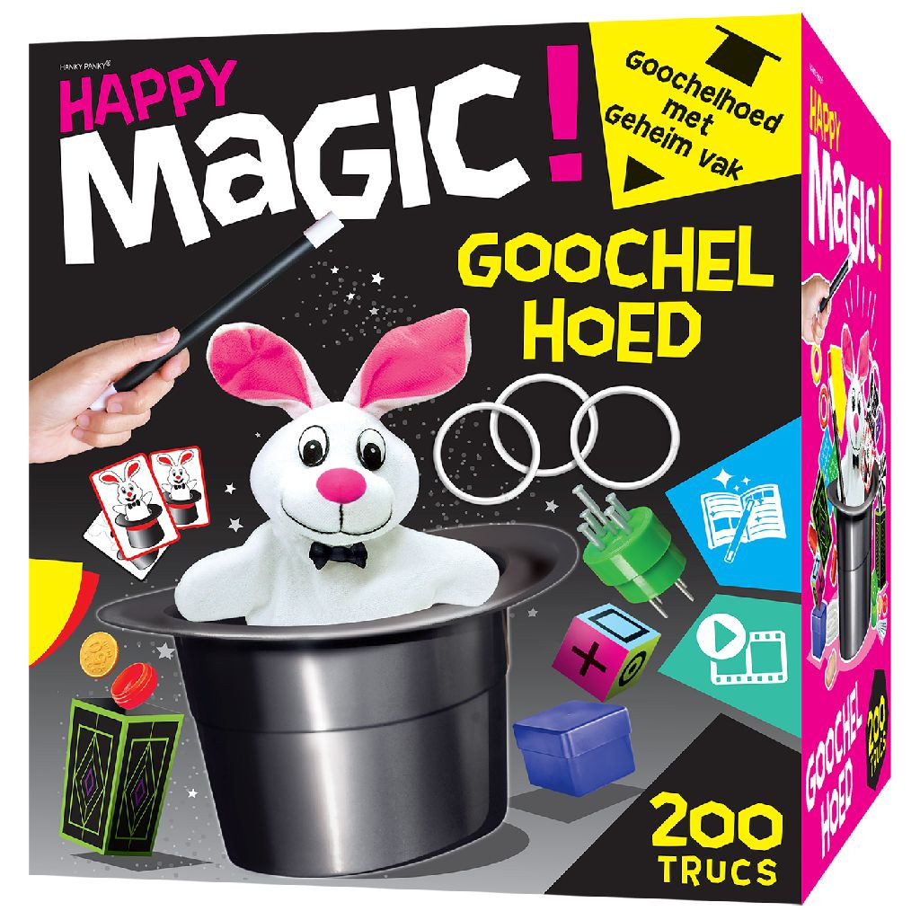 Happy Magic Hoed - 200 Trucs - Black Version - Goocheldoos goedkoop ...